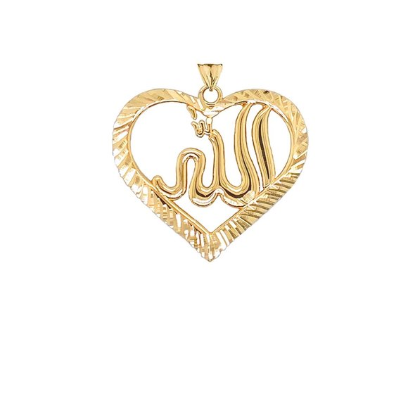 Element Shine | Jewelry | 4k Solid Gold Sparklecut Allah Open Heart ...